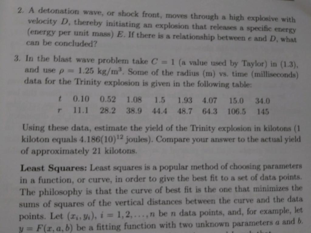 2. A detonation wave, or shock front, moves through a | Chegg.com