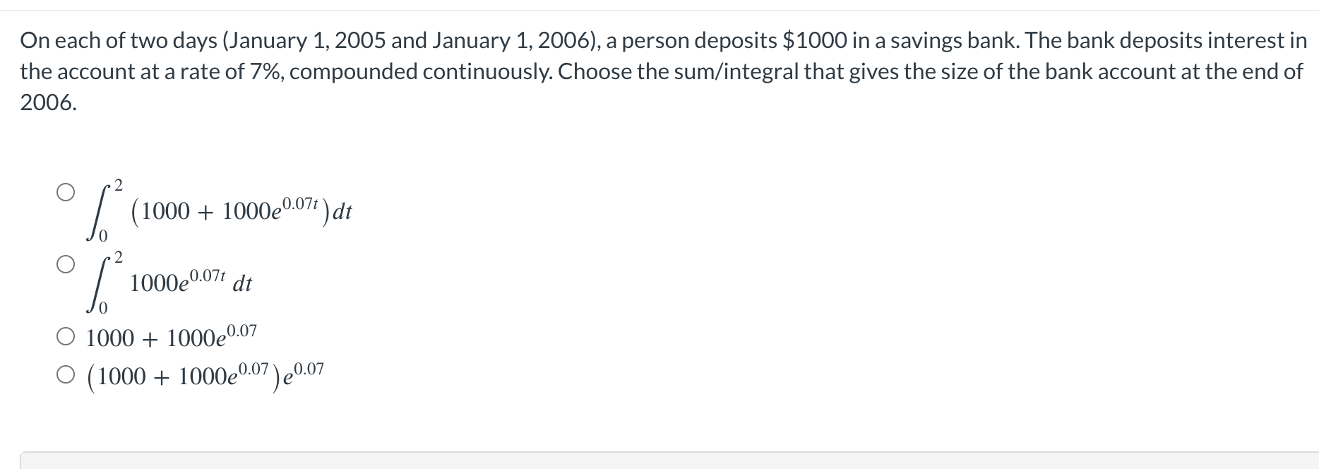 Solved On each of two days (January 1, 2005 and January 1, | Chegg.com