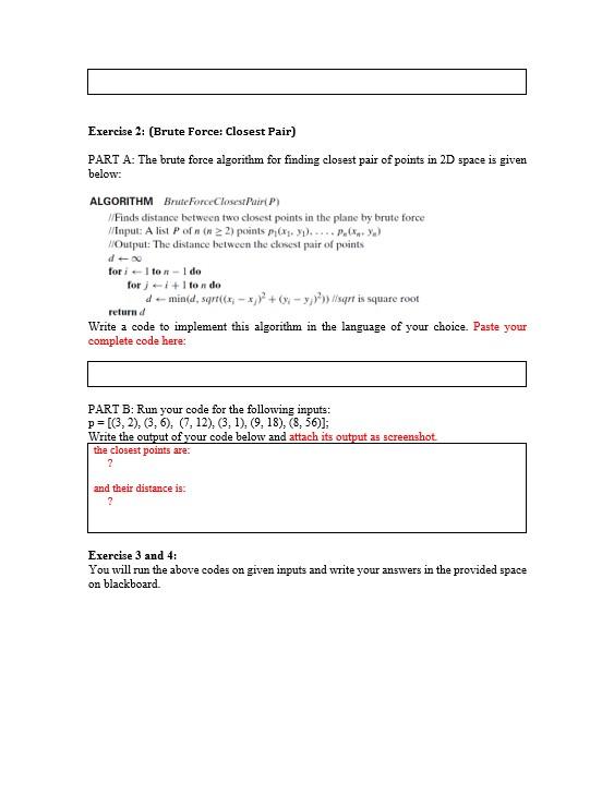 Solved ALGORITHM BruteForceClosestiair P ) /Finds distance | Chegg.com