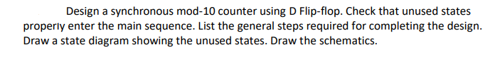 Solved Design a synchronous mod-10 ﻿counter using D | Chegg.com
