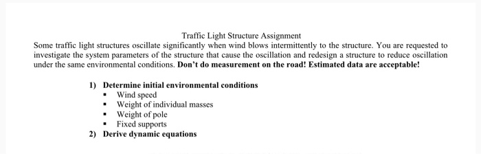 Traffic Light Structure Assignment Some traffic light | Chegg.com
