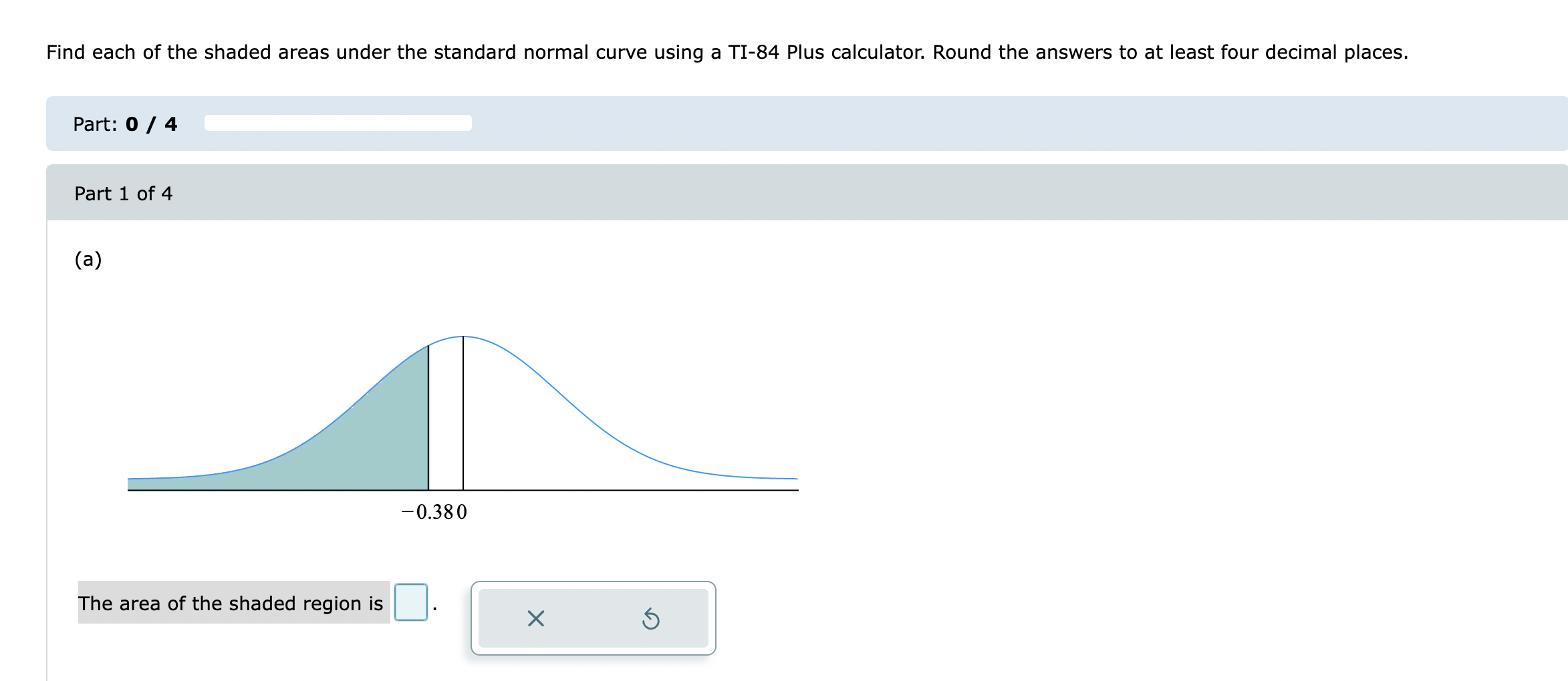 Solved Find each of the shaded areas under the standard | Chegg.com