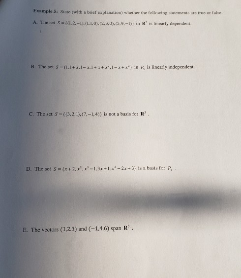 Solved Example 5: State (with a brief explanation) whether | Chegg.com
