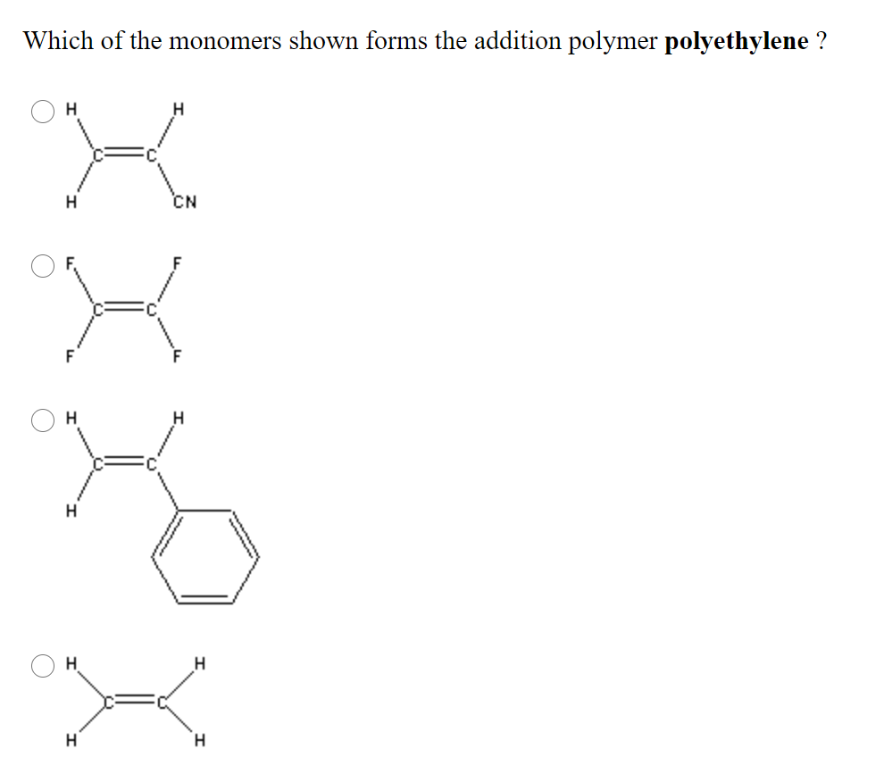 Solved Which of the monomers shown forms the addition | Chegg.com