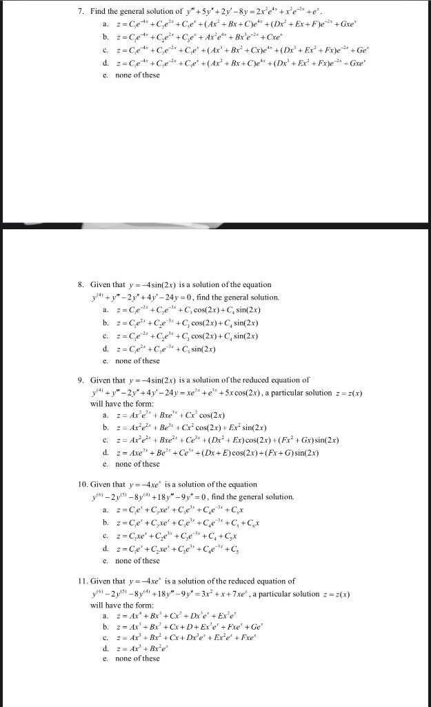 Solved 7. Find the general solution of | Chegg.com