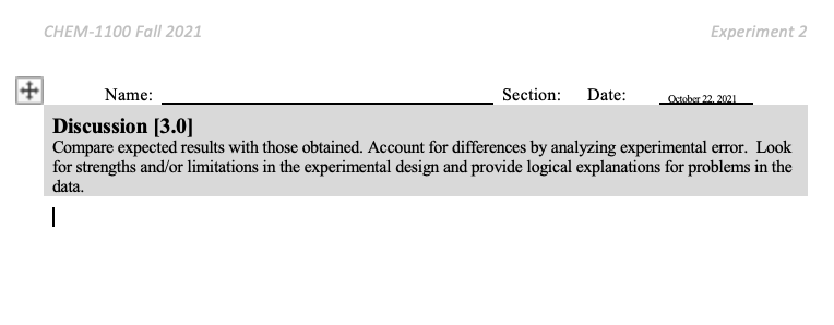 Solved CHEM-1100 Fall 2021 Experiment 2 EXPERIMENT 2 | Chegg.com