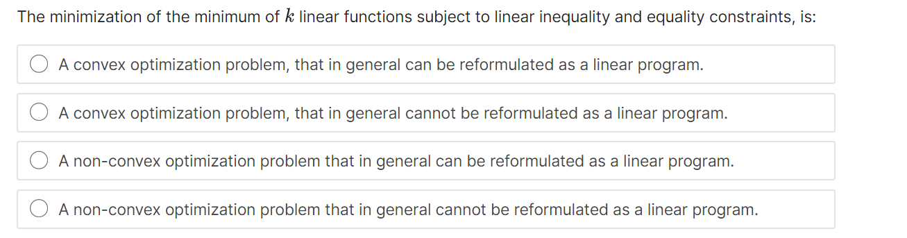 Solved The Minimization Of The Minimum Of K Linear Functions 3115