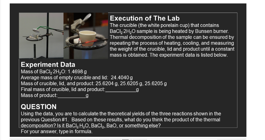 Solved Execution of The Lab The crucible (the white porelain | Chegg.com