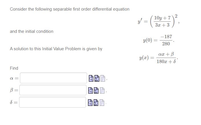 Solved Consider The Following Separable First Order