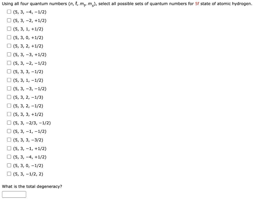 Solved Using all four quantum numbers (n, l, m, ms), select | Chegg.com