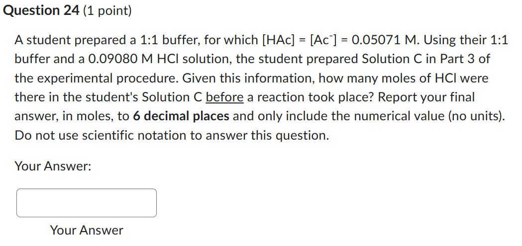 A student prepared a 1:1 buffer, for which | Chegg.com