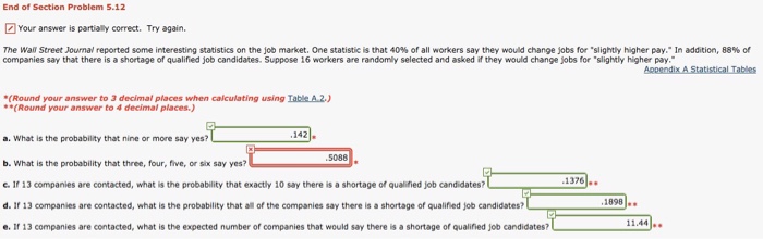Solved End of Section Problem 5.12 Your answer is partialy | Chegg.com