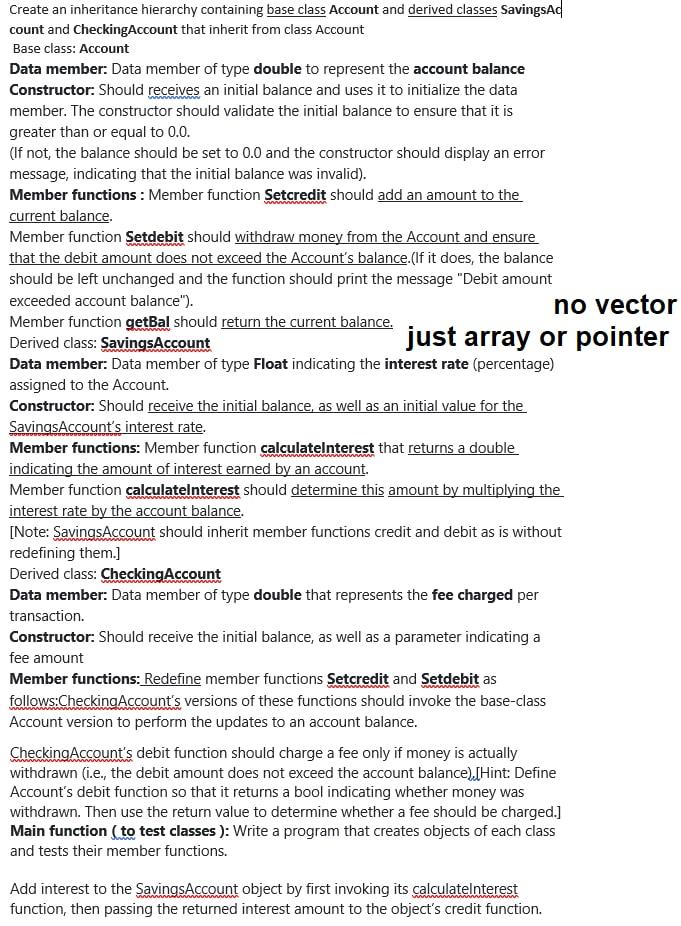 Solved Create an inheritance hierarchy containing base class | Chegg.com