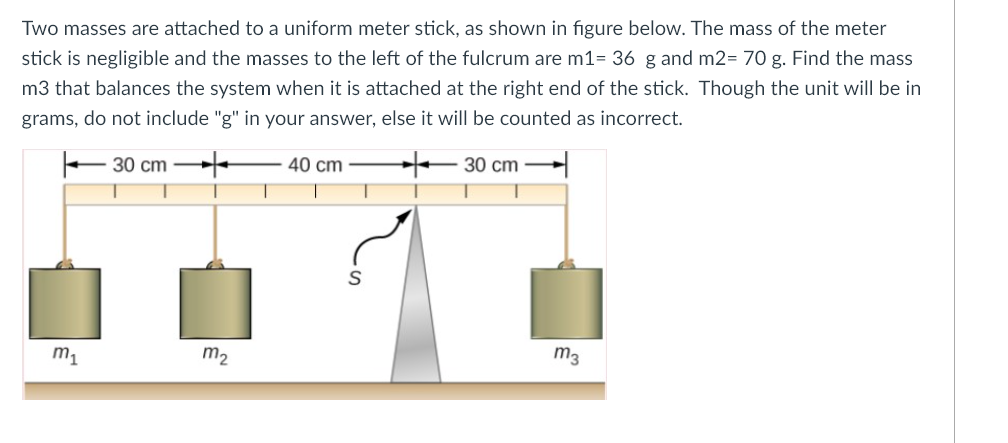 Solved Two masses are attached to a uniform meter stick, as | Chegg.com