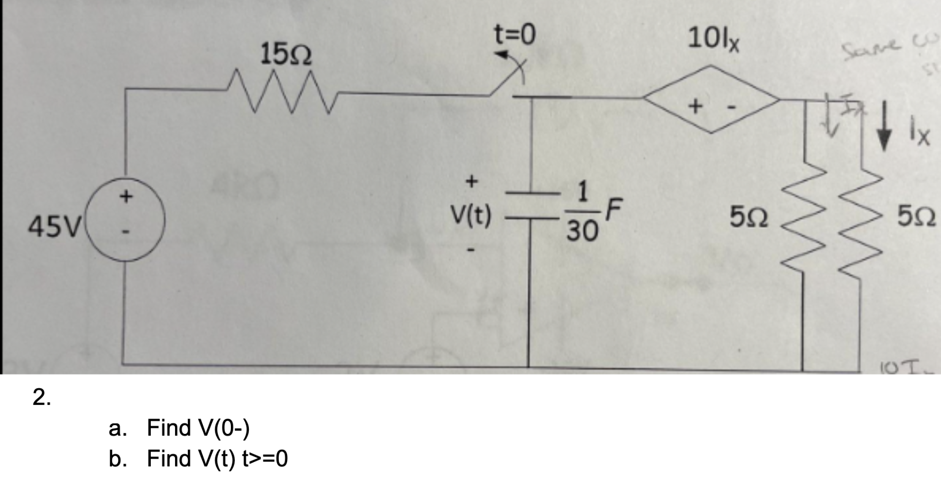 Solved a. Find V(0−) b. Find V(t)t>=0 | Chegg.com