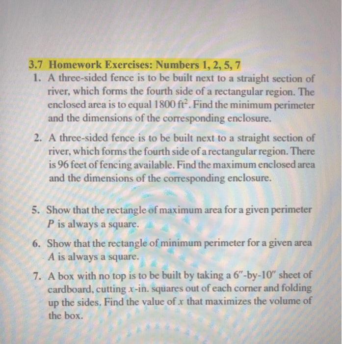 Solved 7 Homework Exercises: Numbers 1, 2, 5, 7 1. A | Chegg.com