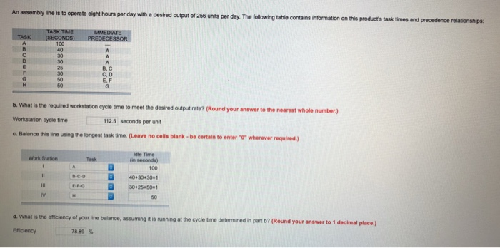 Solved An assembly line is to operate eight hours per day | Chegg.com