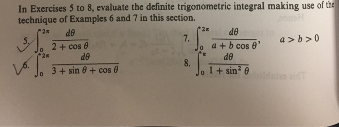Solved In Exercises 5 to 8, evaluate the definite | Chegg.com