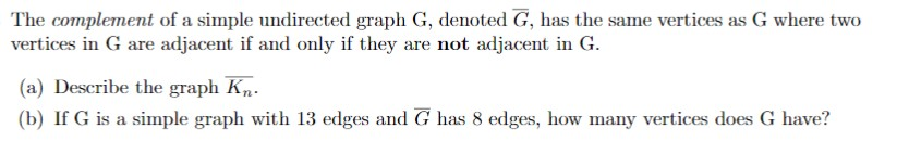 Solved The complement of a simple undirected graph G, | Chegg.com