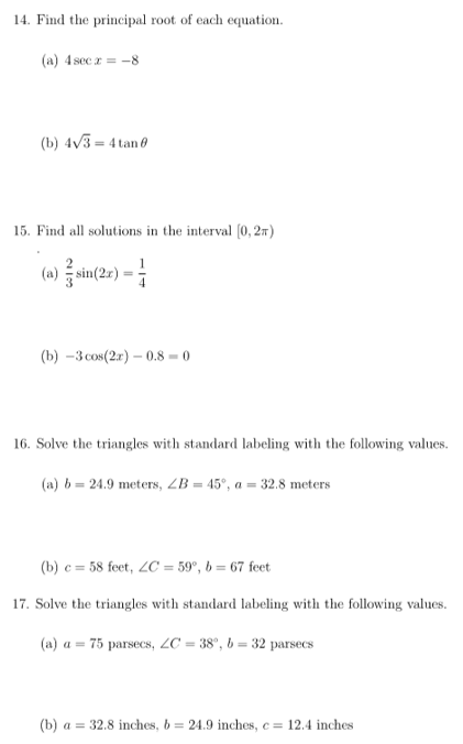 Solved 14. Find the principal root of each equation. (a) 4 | Chegg.com