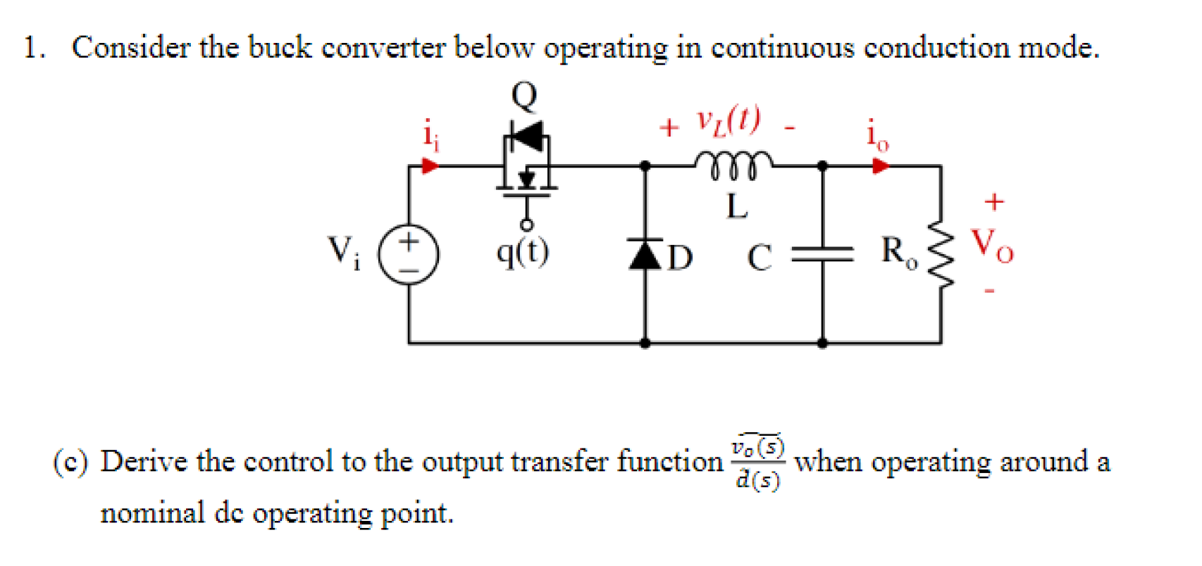 Solved 1. Consider the buck converter below operating in | Chegg.com