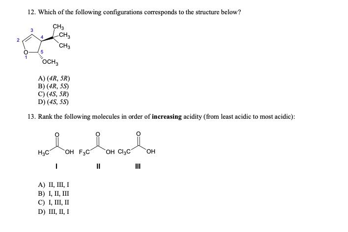 Solved 12. Which of the following configurations corresponds | Chegg.com