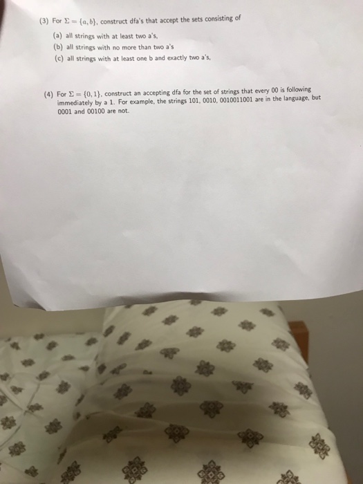Solved (3) For Σ-(a, b), construct dfa's that accept the | Chegg.com