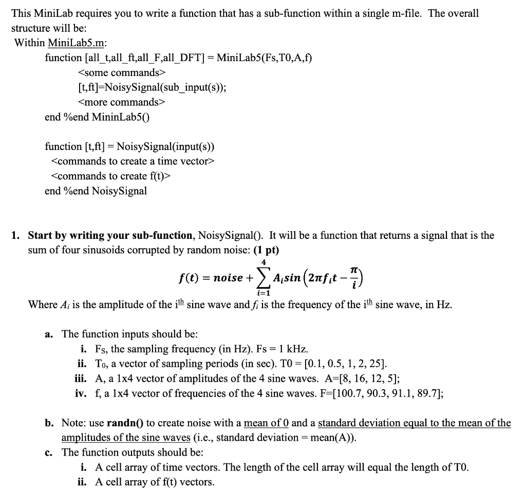 This MiniLab requires you to write a function that | Chegg.com