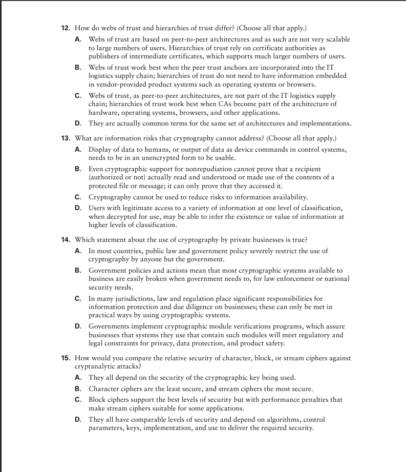 Solved 12. ﻿How do webs of trust and hierarchies of trust | Chegg.com