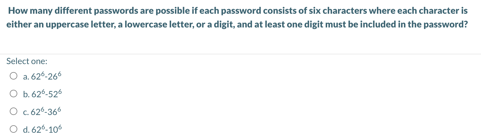 Solved How many different passwords are possible if each | Chegg.com