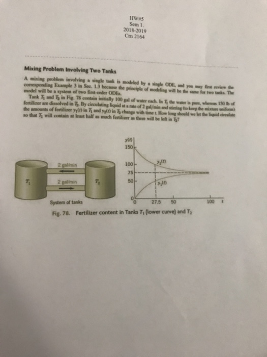 Solved Sem 1 2018-2019 Cm 2164 Mixing Problem Involving Two | Chegg.com