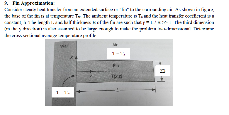 Solved 9. Fin Approximation: Consider steady heat transfer | Chegg.com