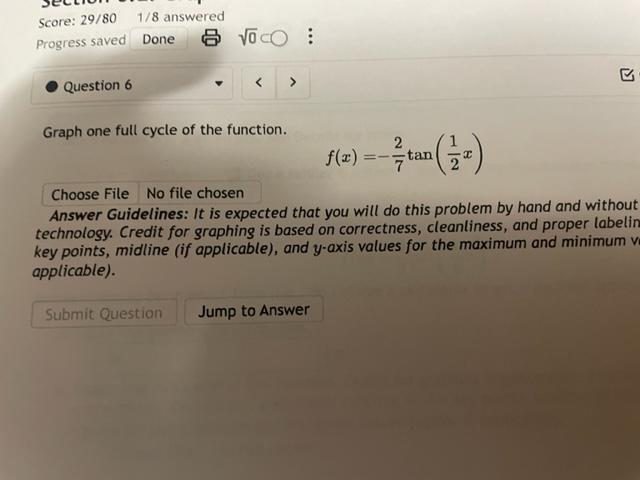 Graph one full cycle of the function. | Chegg.com