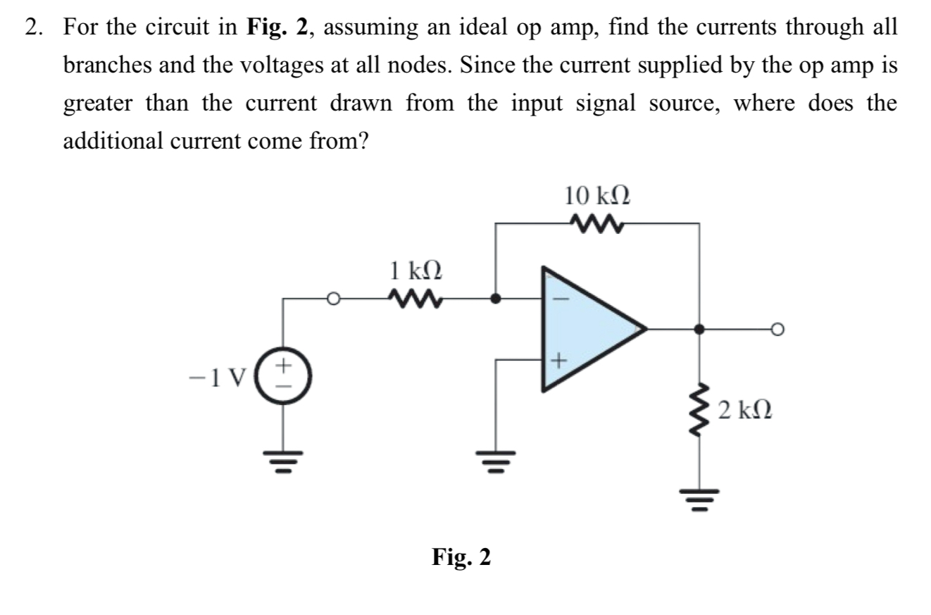 Solved 2. ﻿For the circuit in Fig. 2, ﻿assuming an ideal op | Chegg.com