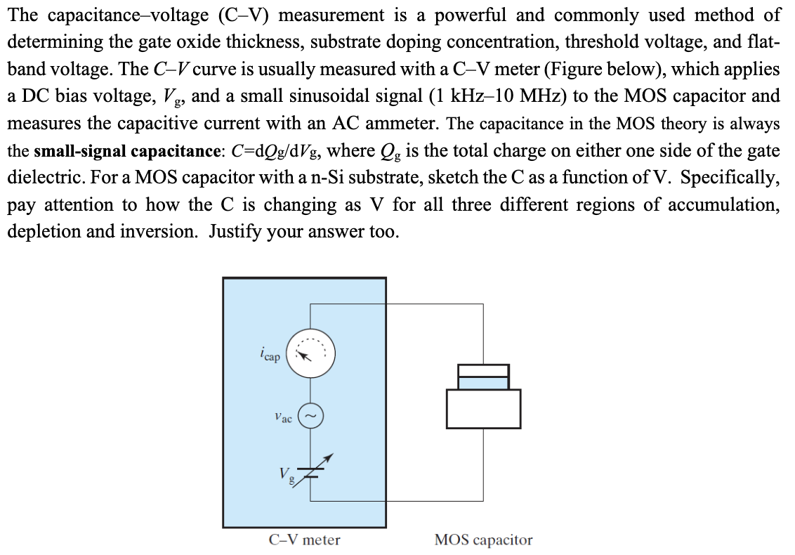 Solved The capacitance-voltage (C-V) measurement is a | Chegg.com