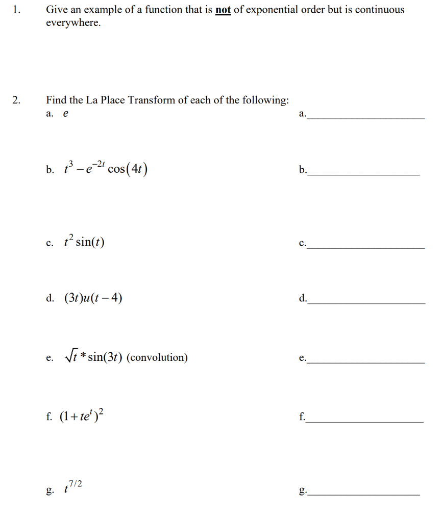 Solved 1. Give an example of a function that is not of | Chegg.com