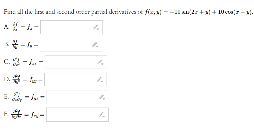 Solved Find all the first and second order partial | Chegg.com