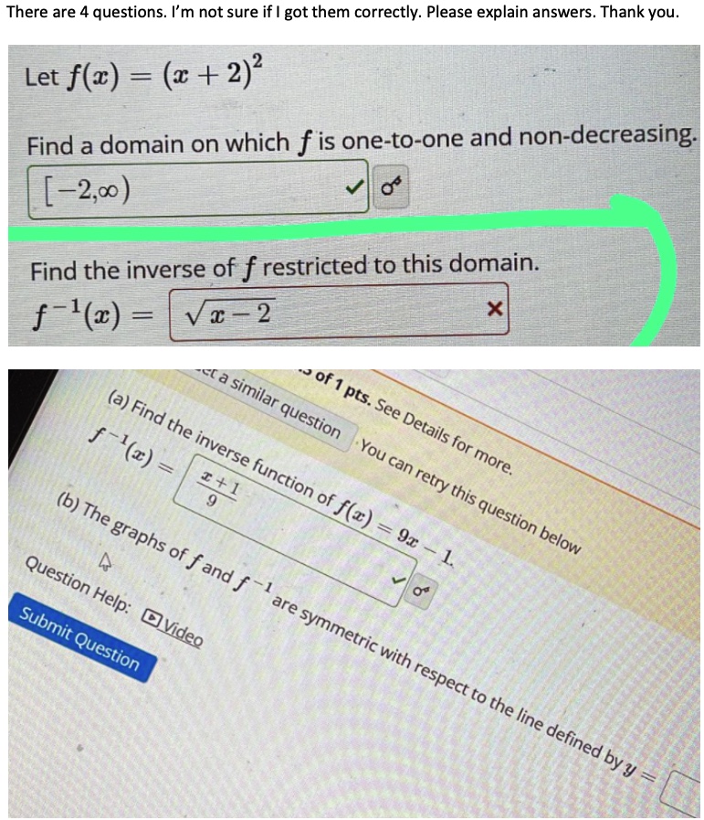 Solved There are 4 questions. I'm not sure if I got them | Chegg.com