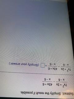 Solved Subtract. Simplify the result if possible. 7x22x | Chegg.com