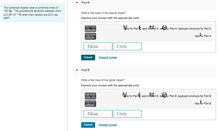 Solved Two spherical objects have a combined mass of 160 kg. | Chegg.com