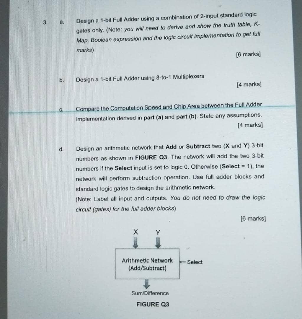 Solved a. Design a 1-bit Full Adder using a combination of | Chegg.com