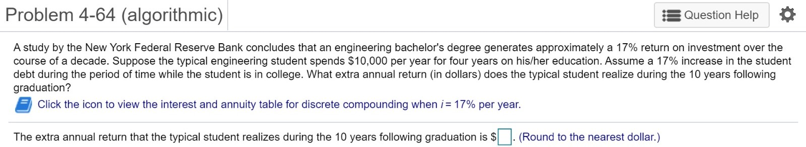 Solved Problem 4-64 (algorithmic) Question Help O A study by | Chegg.com Solved Problem 4-64 (algorithmic) Question Help O A study by | Chegg.com