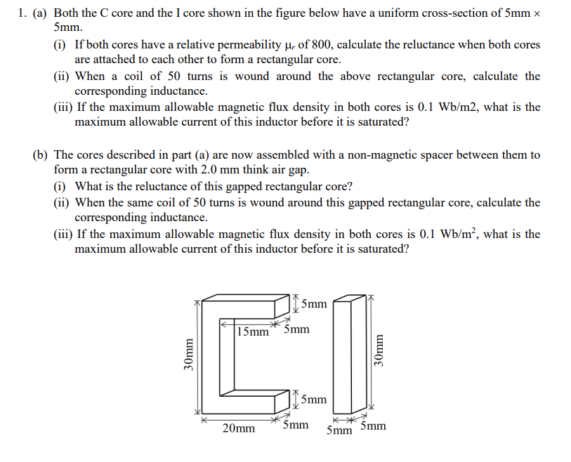 1. (a) Both the C core and the I core shown in the | Chegg.com