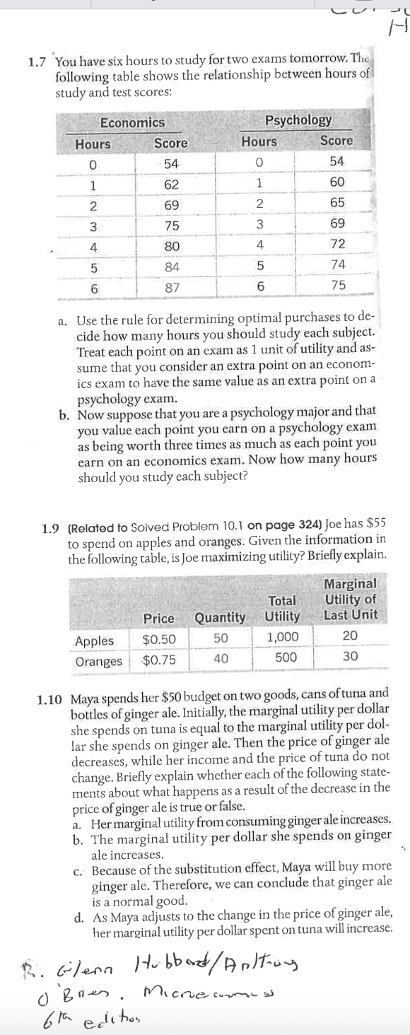 Solved H 1.7 You have six hours to study for two exams | Chegg.com
