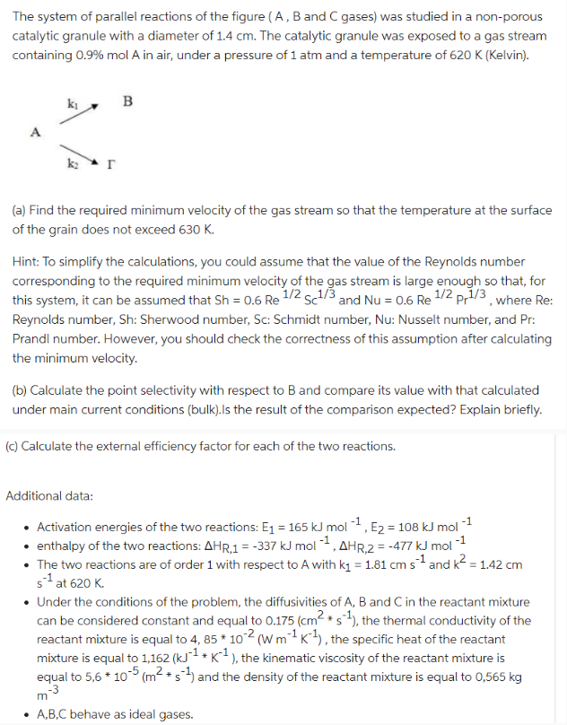 Solved The system of parallel reactions of the figure ( ﻿A, | Chegg.com