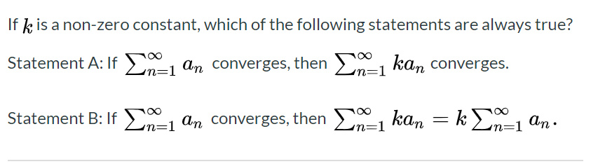 Solved If k is a non-zero constant, which of the following | Chegg.com