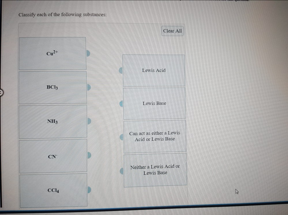 Solved Classify each of the following substances: Clear All | Chegg.com
