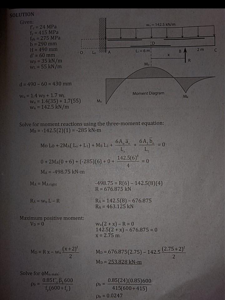 A propped cantilever beam shown in Figure 2.6 is made | Chegg.com