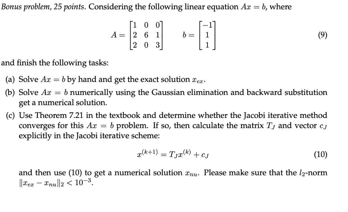 Solved Bonus problem, 25 points. Considering the following | Chegg.com