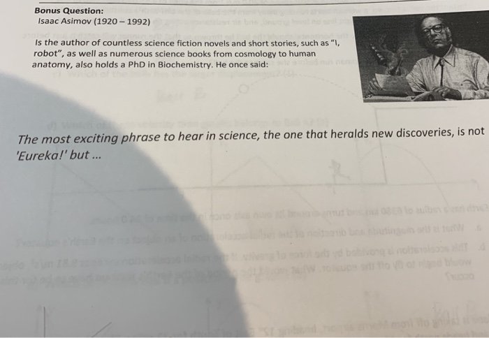 Solved Bonus Question: Isaac Asimov (1920-1992) Is the | Chegg.com